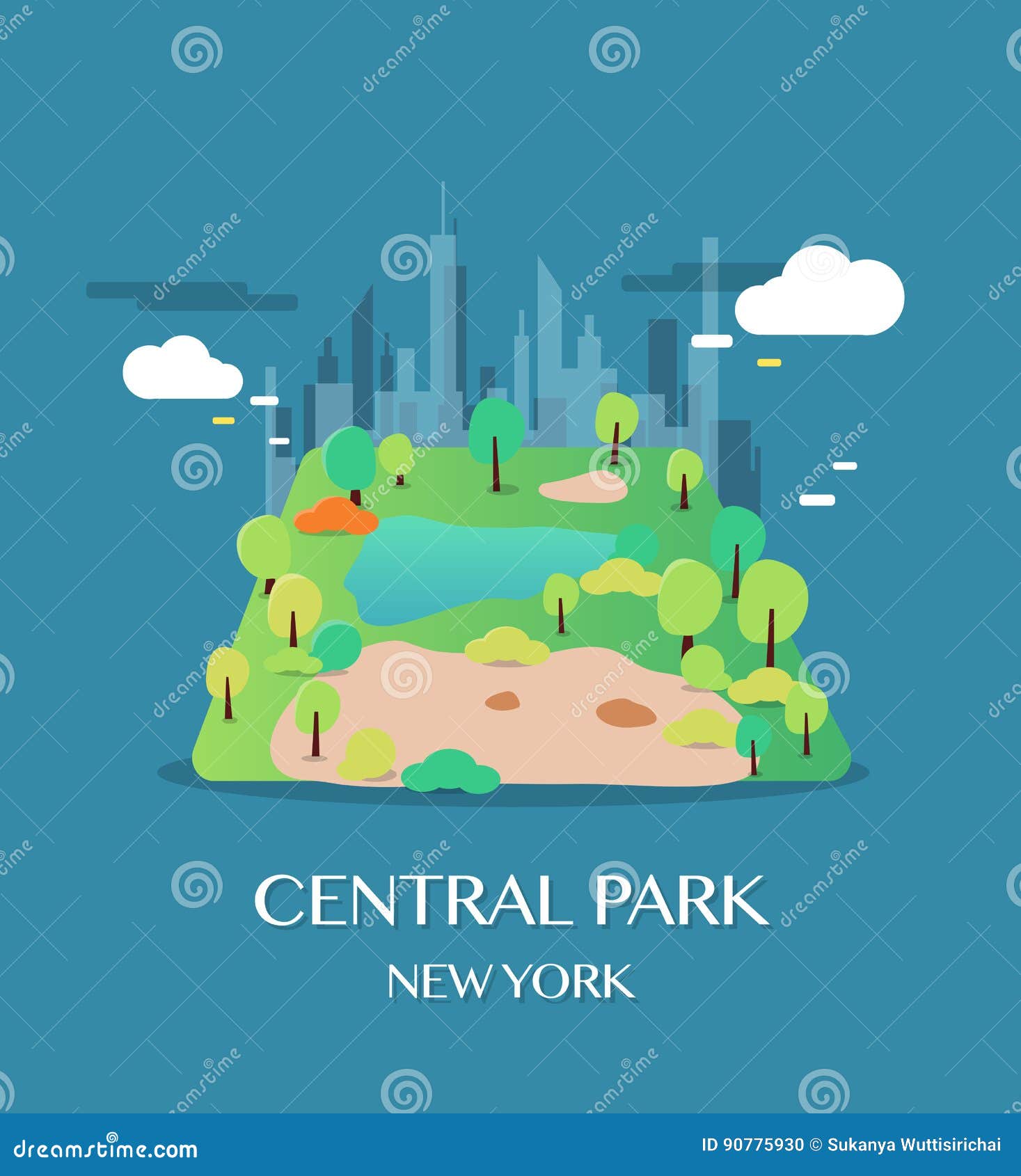 New York Landmark Central Park Stock Vector - Illustration of ...