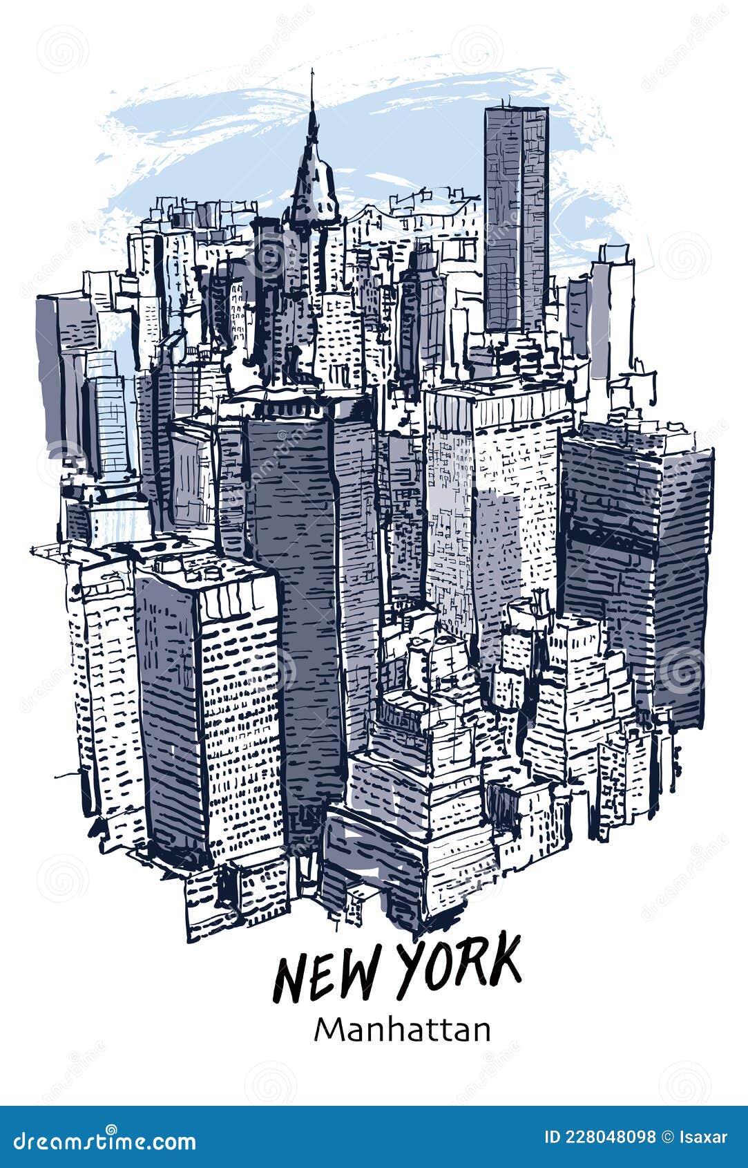 New York, Manhattan Cityscape Stock Vector - Illustration of skyscraper ...