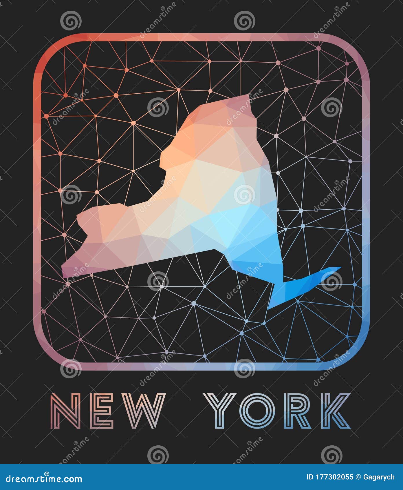 New York map design. stock vector. Illustration of states - 177302055