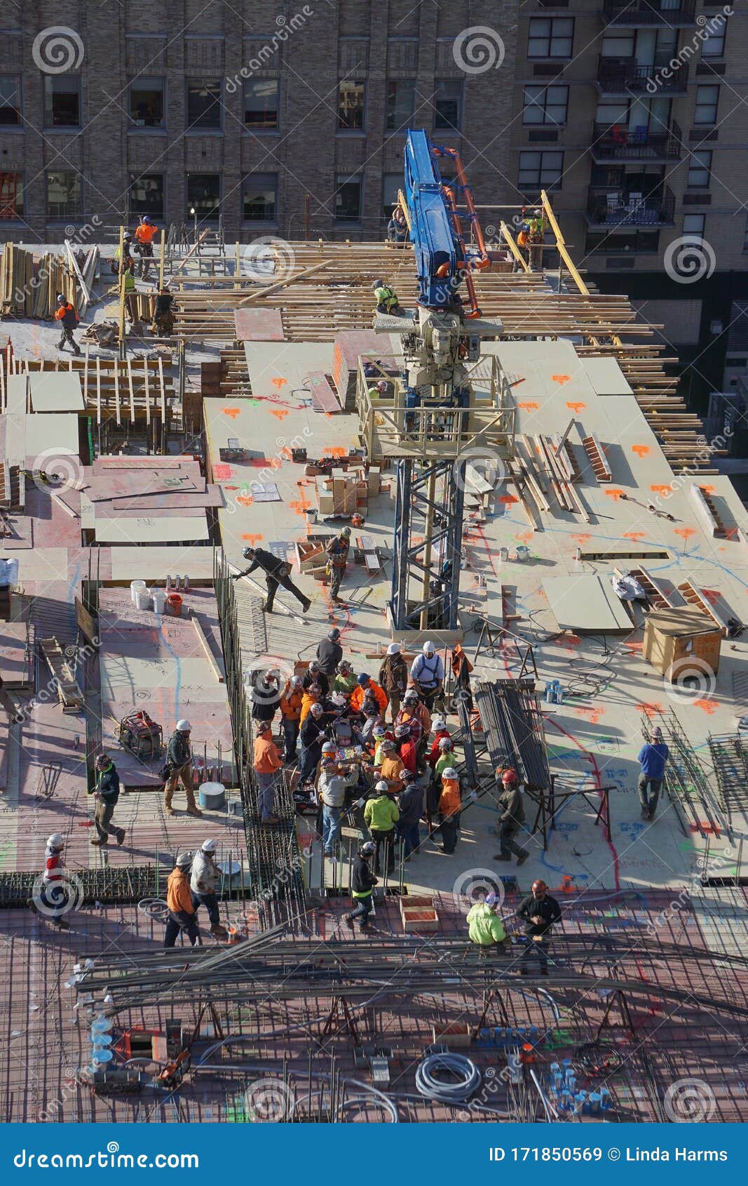 New York, New York: Men Working at a Construction Site in Midtown ...