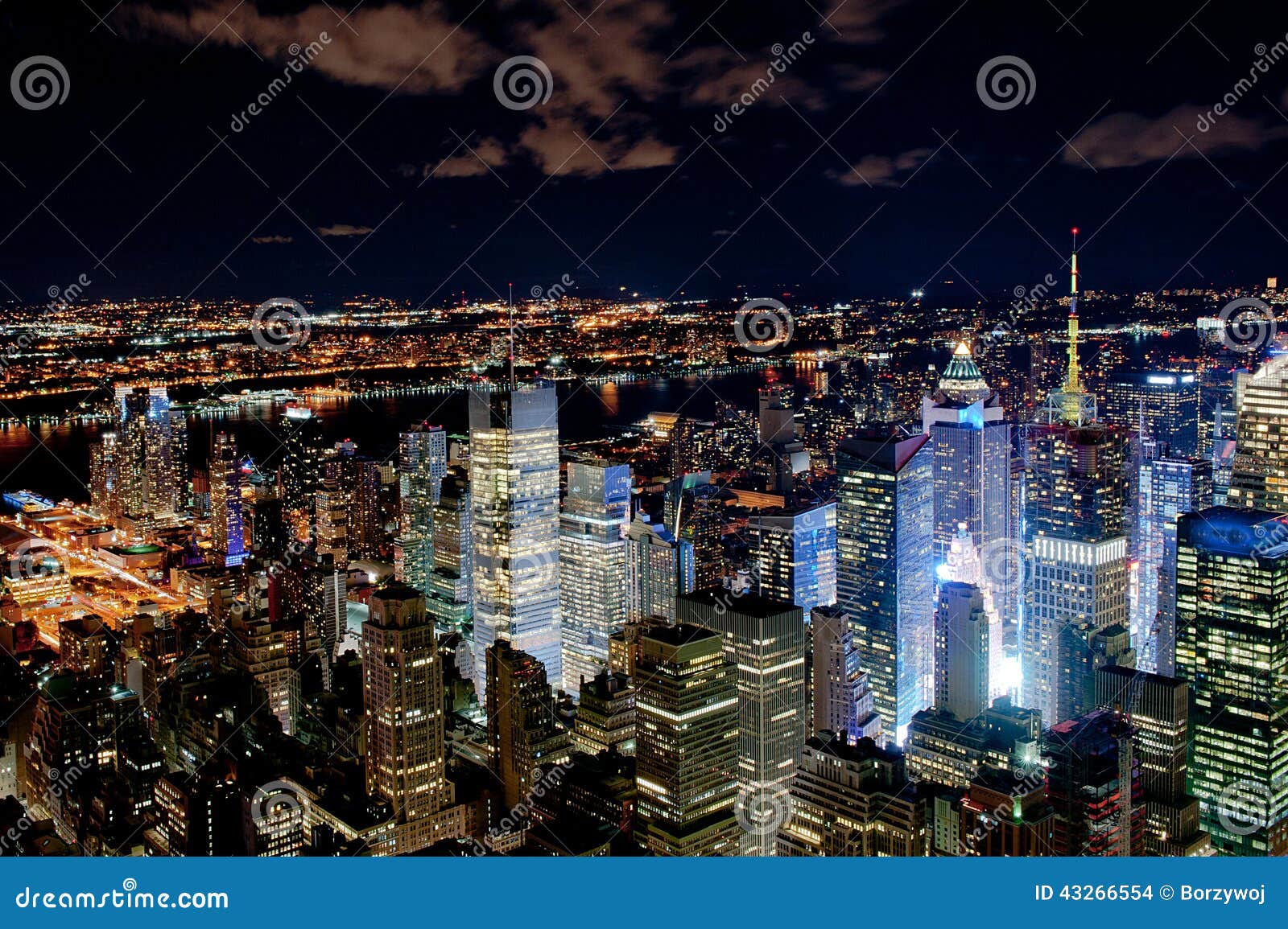 New York night cityscape stock photo. Image of dark, illuminated - 43266554