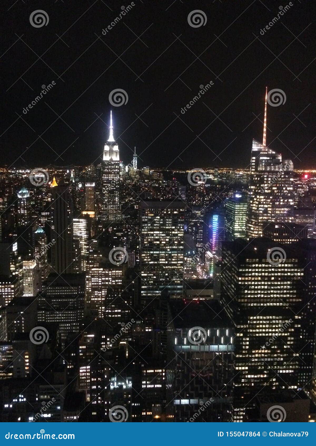 New York at Night Rooftop Views Stock Photo - Image of aerial ...