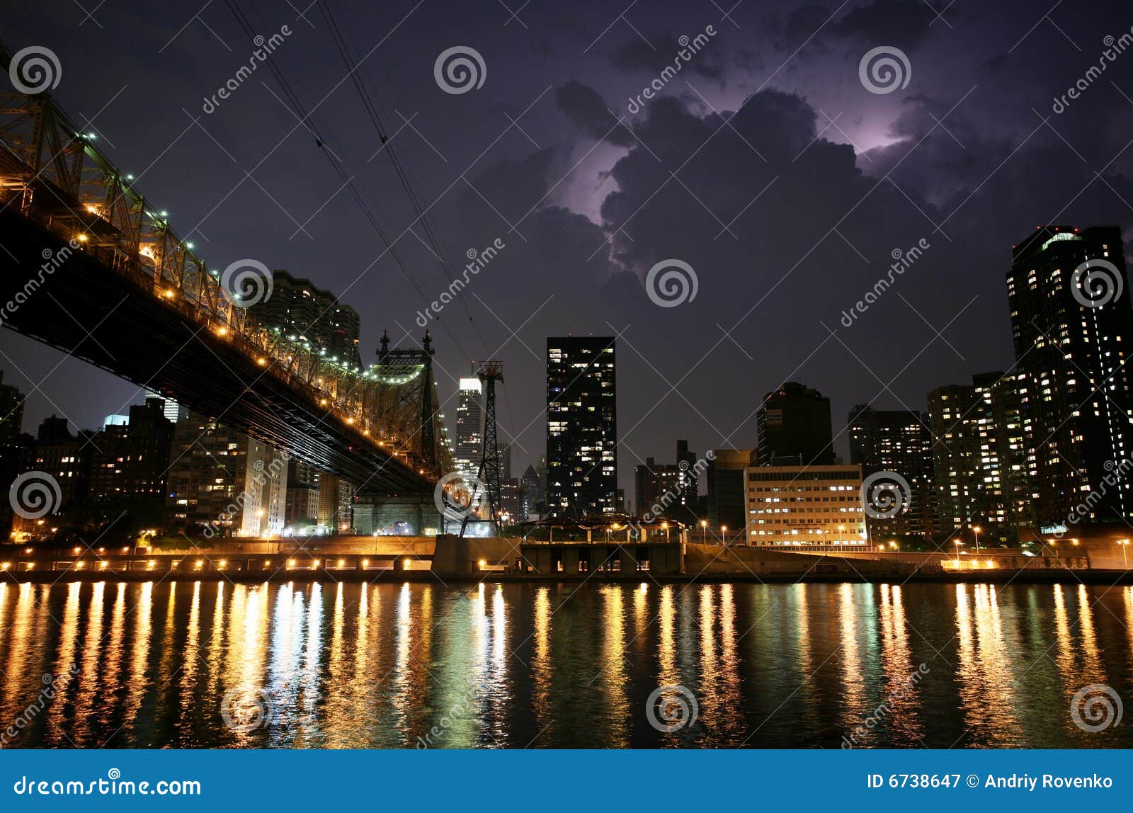 New York. Night View of the Queensborough Bridge Stock Image - Image of ...