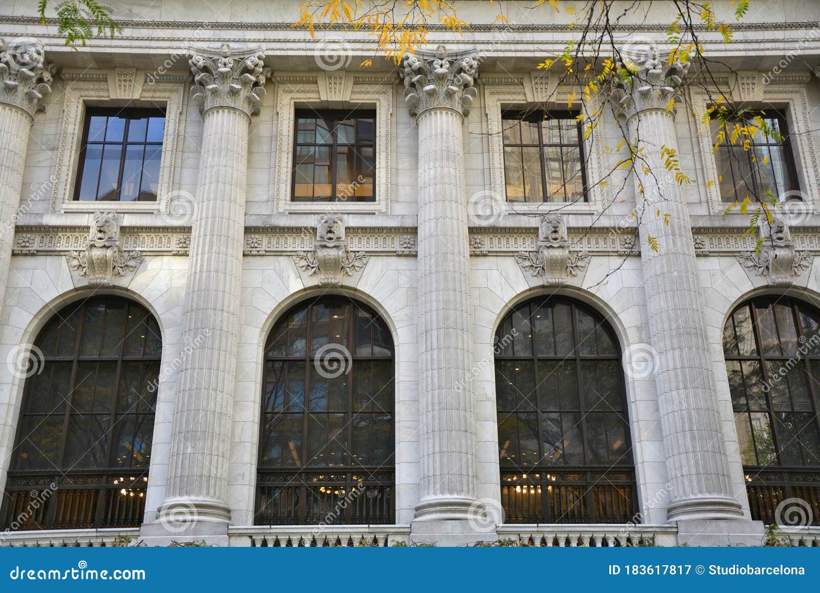 New York Public Library Building Stock Image - Image of season, town ...