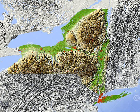 New York, Relief Map of State Stock Illustration - Illustration of ...