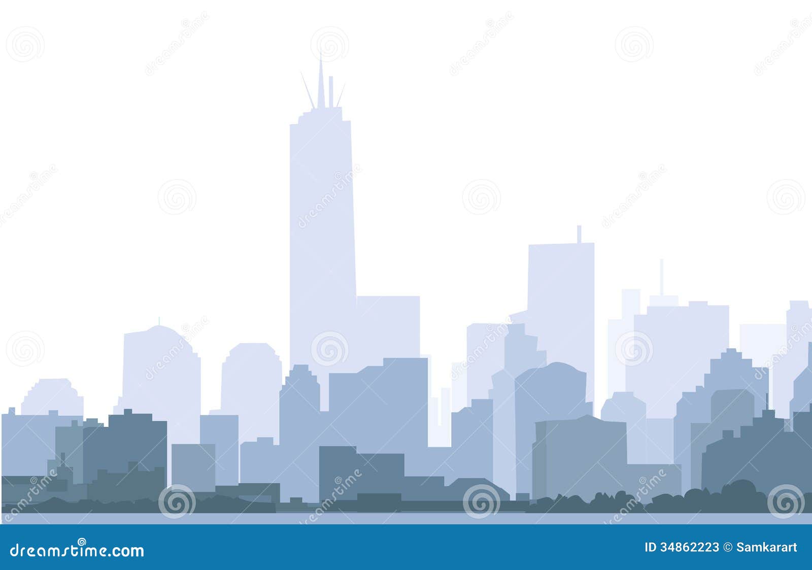 New York Skyline at Morning - Vector Stock Vector - Illustration of ...
