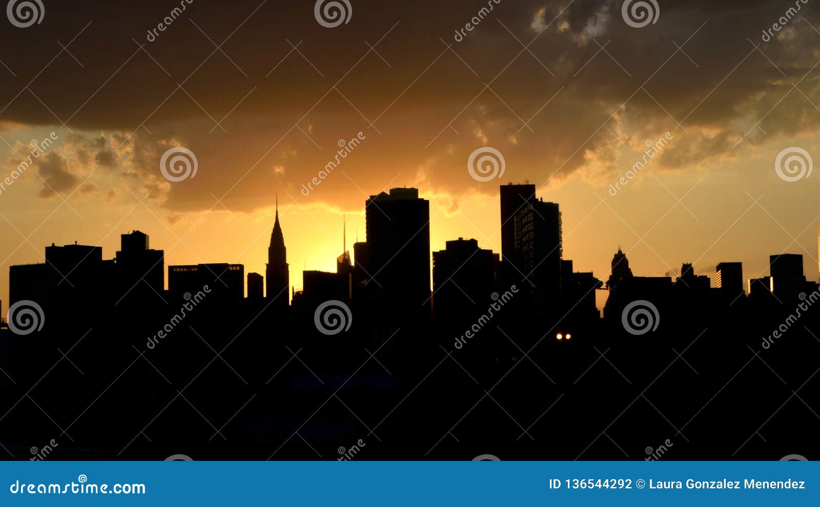 New York Skyline Shadow at Sunset Stock Photo - Image of chrysler ...