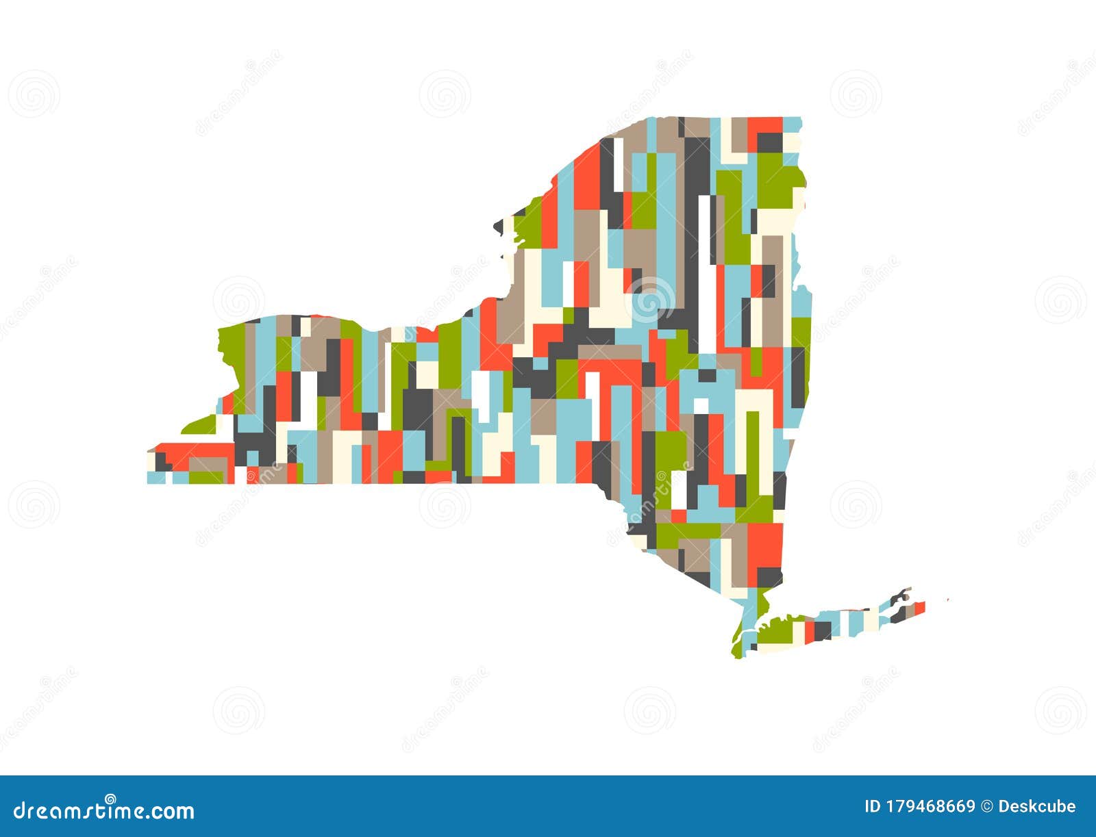 New York State Abstract Rectangular Color Pattern Map. Vector Design ...
