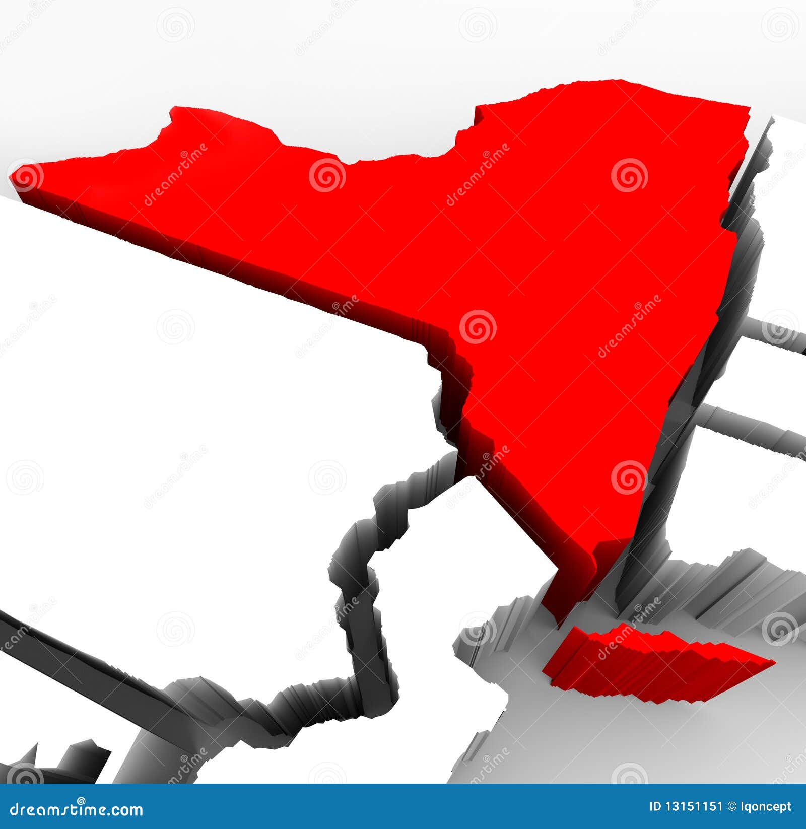 New York State Map - Red Abstract 3d Illustration Stock Illustration ...