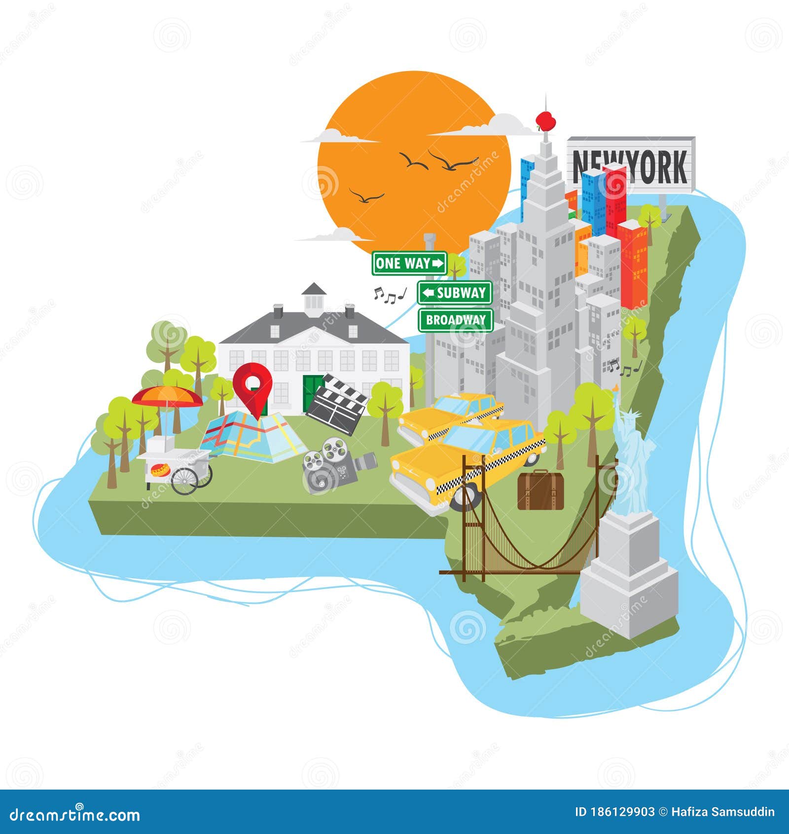 New York State Map. Vector Illustration Decorative Design Stock ...