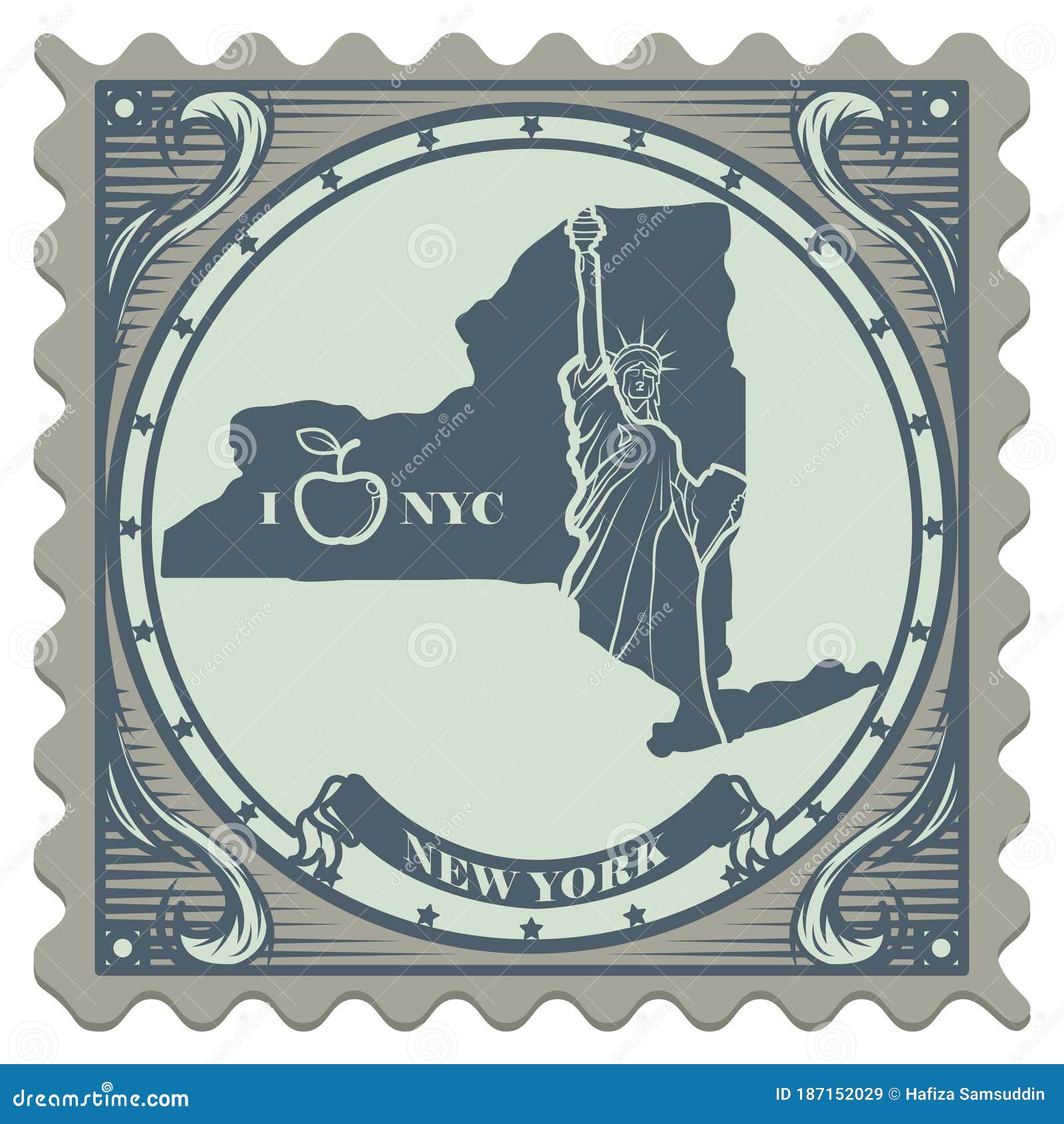 New York State Postage Stamp. Vector Illustration Decorative Design ...