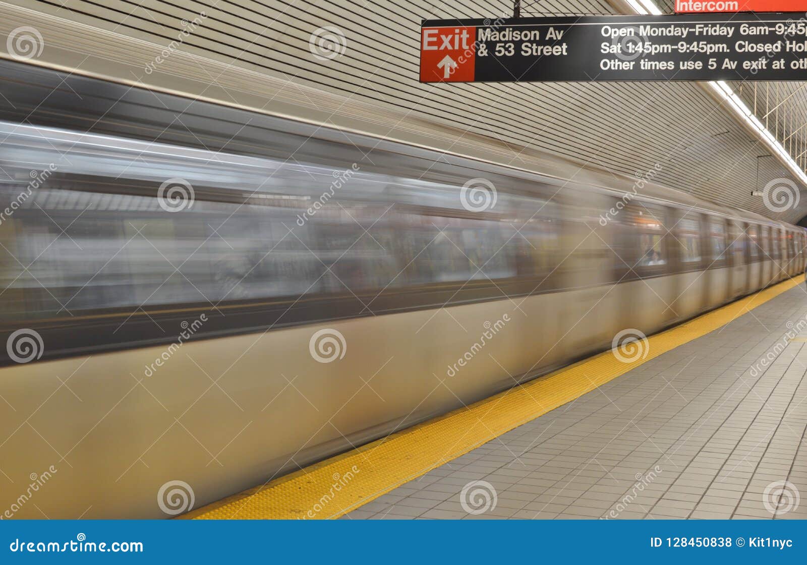 New York Subway Train Background Empty Subway Platform Fast Blurred ...
