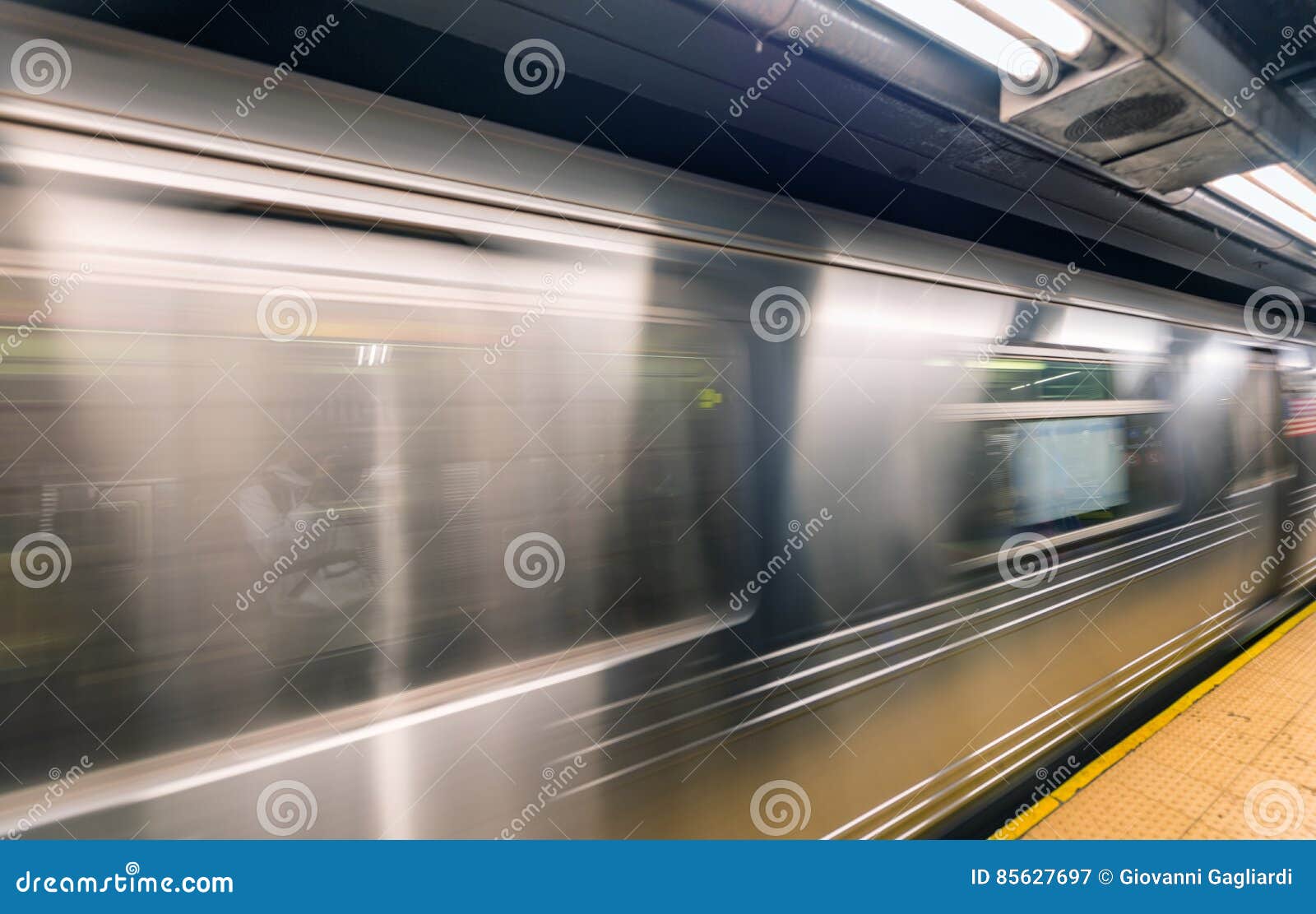 New York Subway Train Fast Moving in Station Stock Image - Image of ...