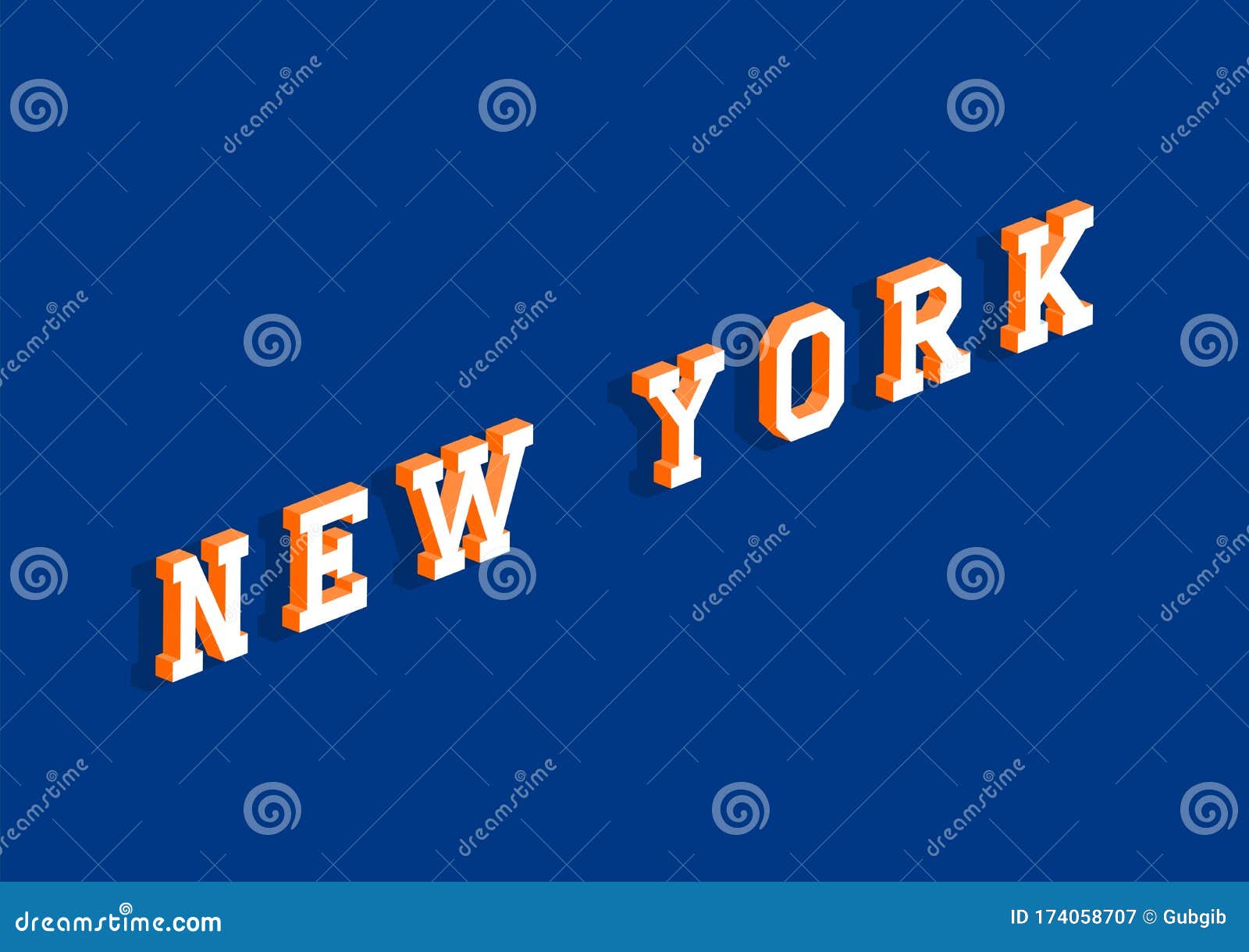 New York Text with 3d Isometric Effect Stock Vector - Illustration of ...