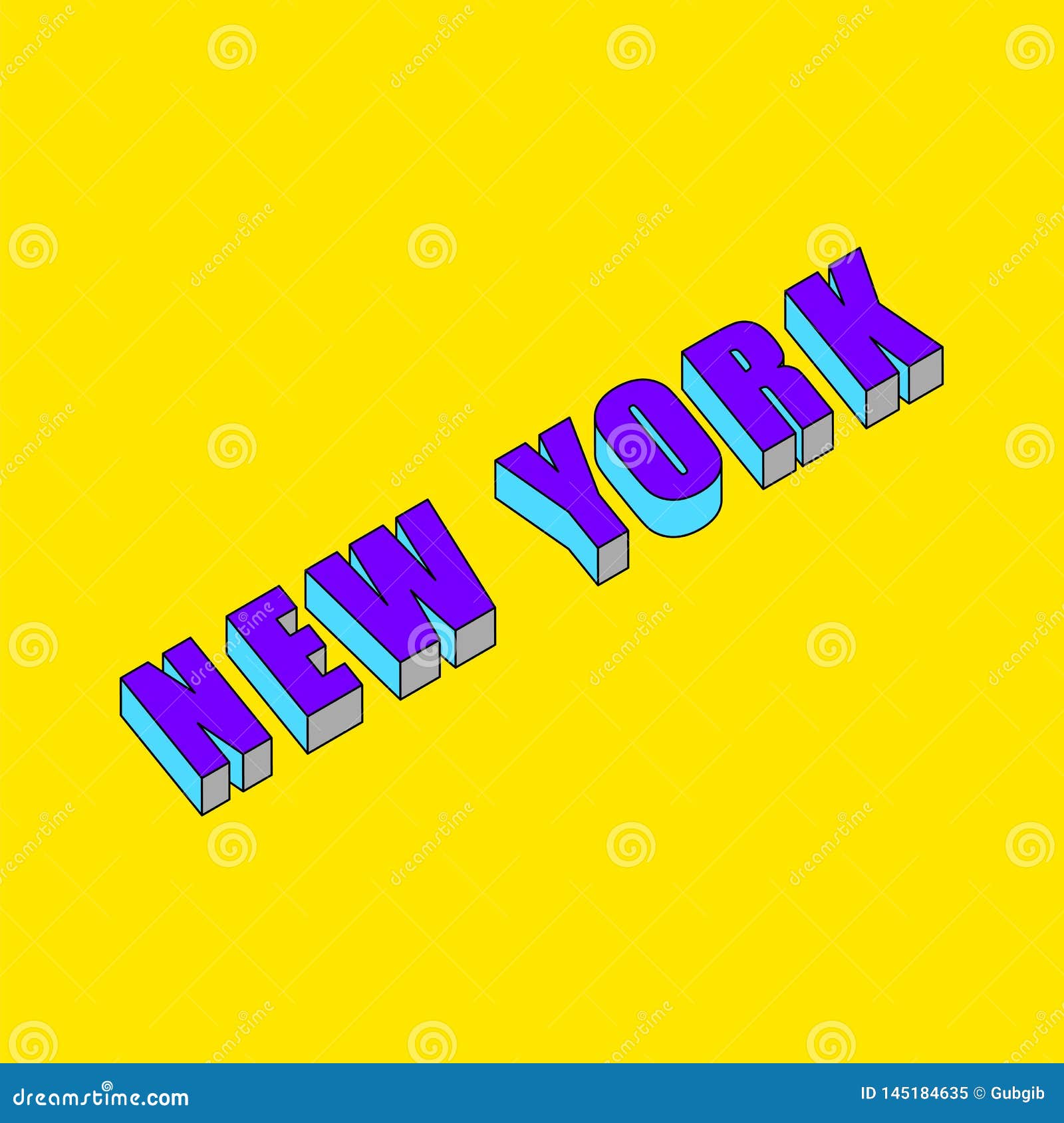 New York Text with 3d Isometric Effect Stock Vector - Illustration of ...