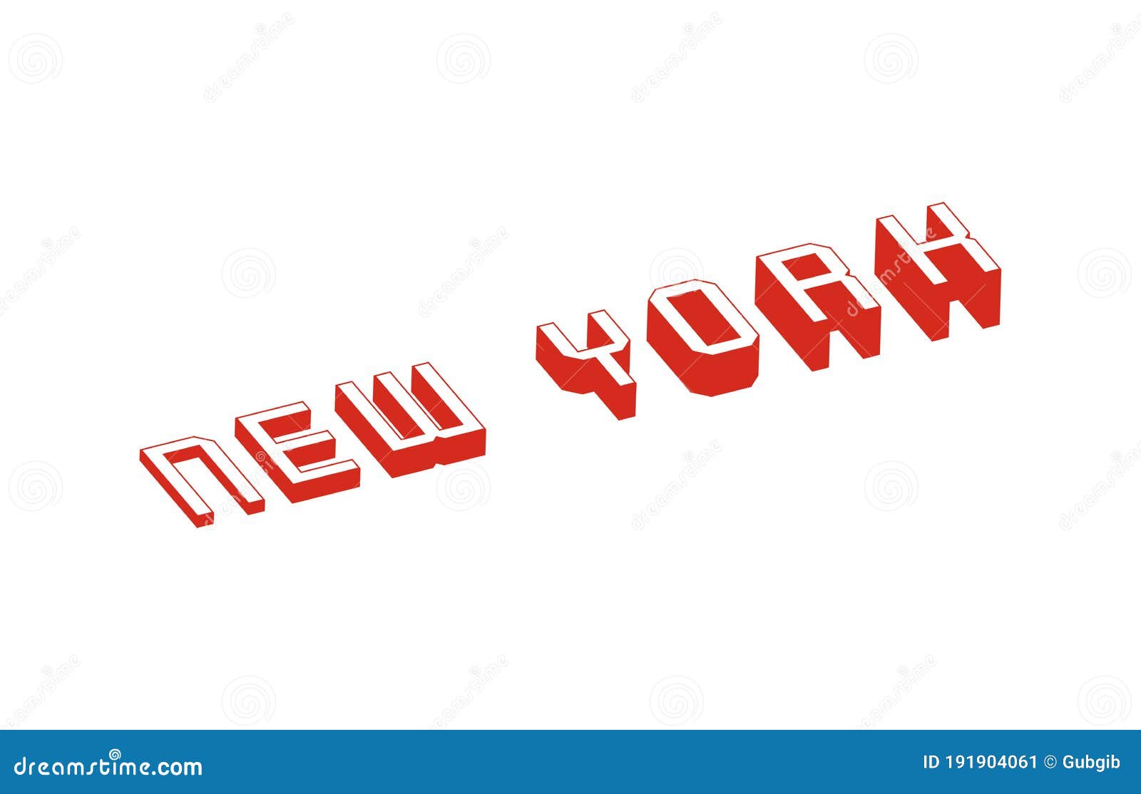 New York Text with 3d Isometric Effect Stock Vector - Illustration of ...