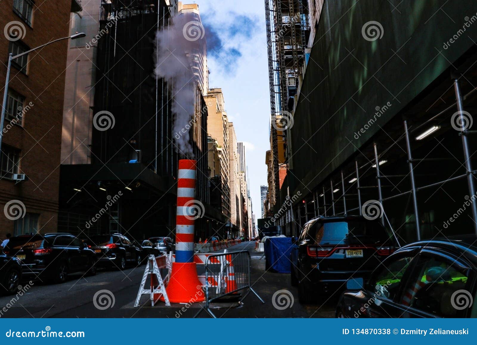 NEW YORK, USA - August 30, 2018: Low Angle View of Steam Coming Out ...