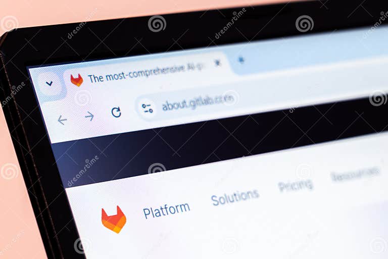 New York, USA - January 10, 2025: GitLab DevOps Platform and Software Solutions Website Homepage ...