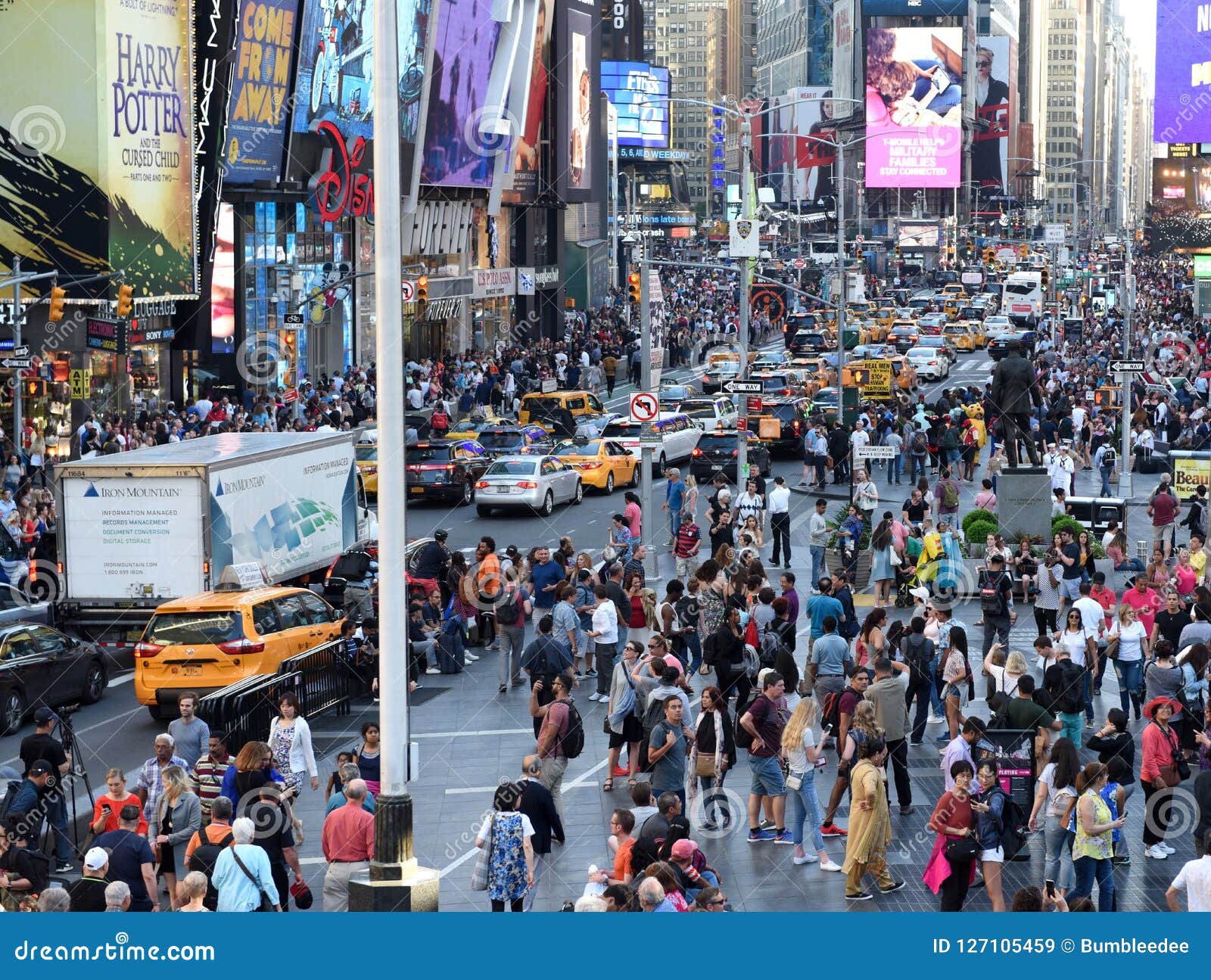 New York, USA - May 2018: Crowd of People at Times Square in New ...