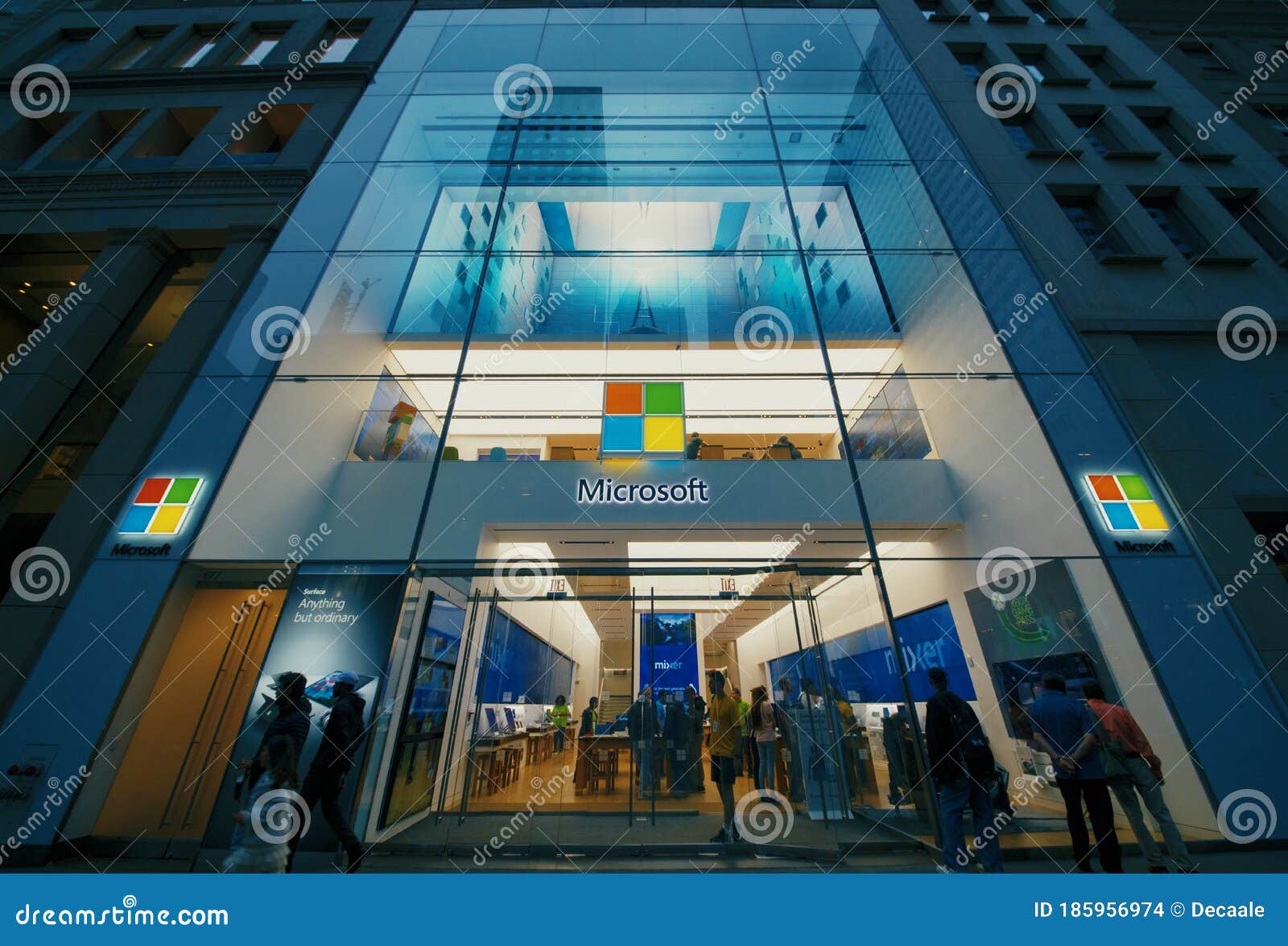 NEW YORK, USA- 01 MAY, 2020: Microsoft Sign on the Office Building in ...