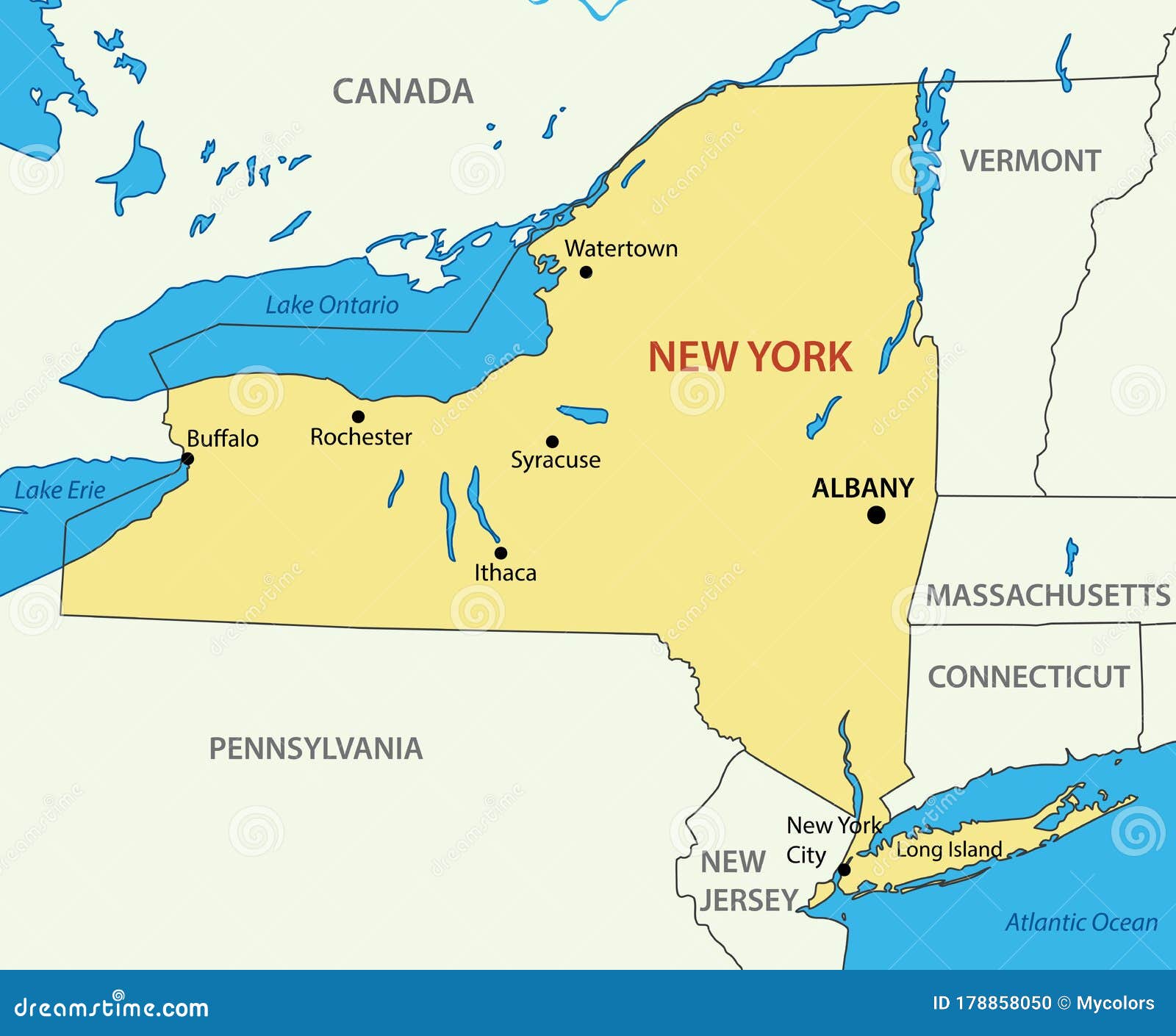 New York - Vector - State of USA Stock Vector - Illustration of border ...