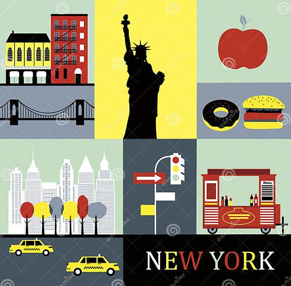 New York symbols stock vector. Illustration of colors - 146936500