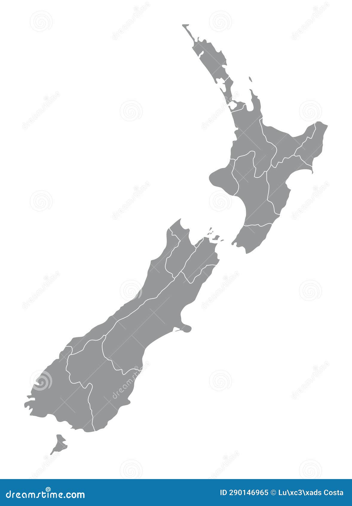 New Zealand Administrative Map Stock Vector - Illustration of border ...