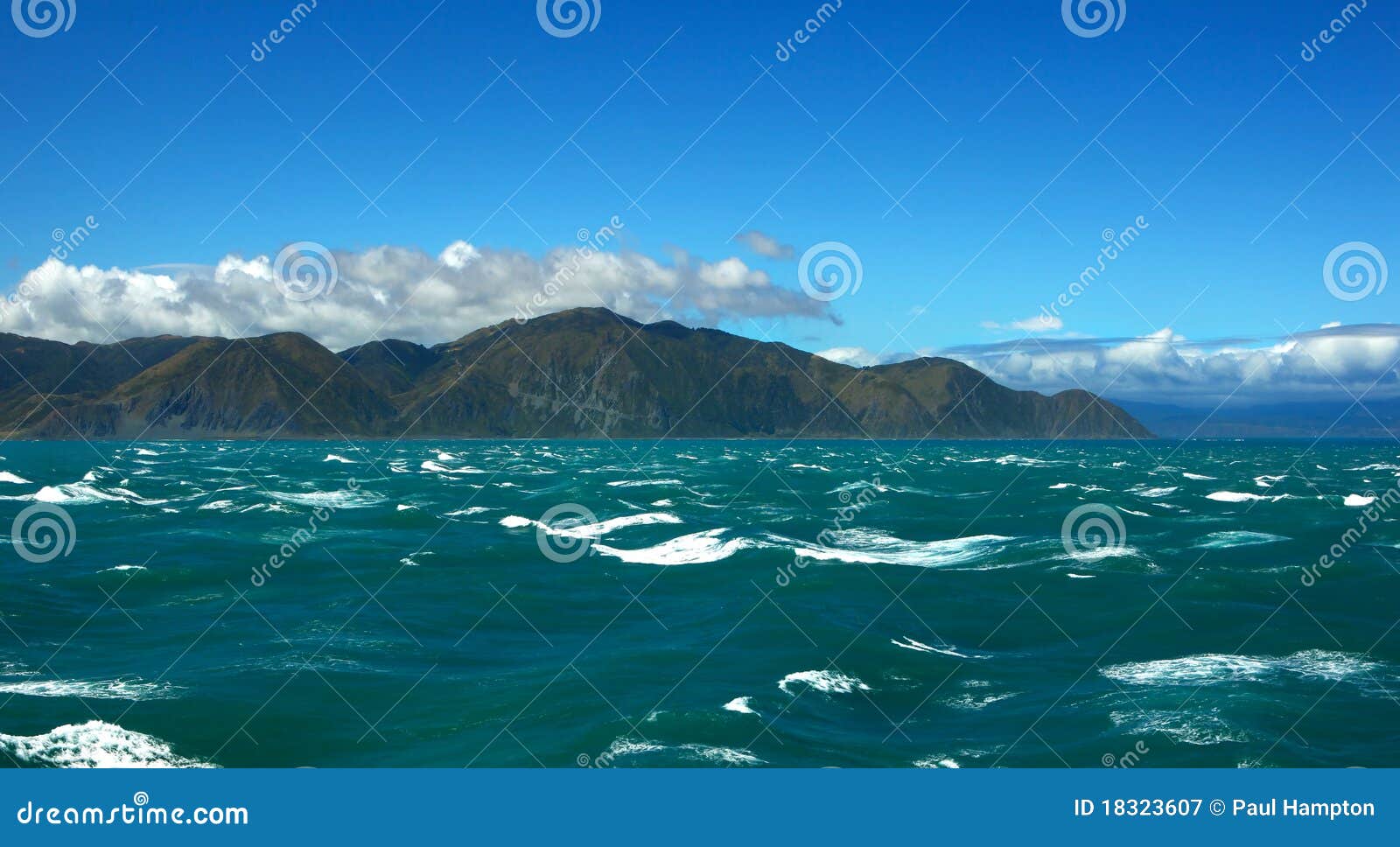 New Zealand from Cook Strait Stock Image - Image of panorama, clouds ...