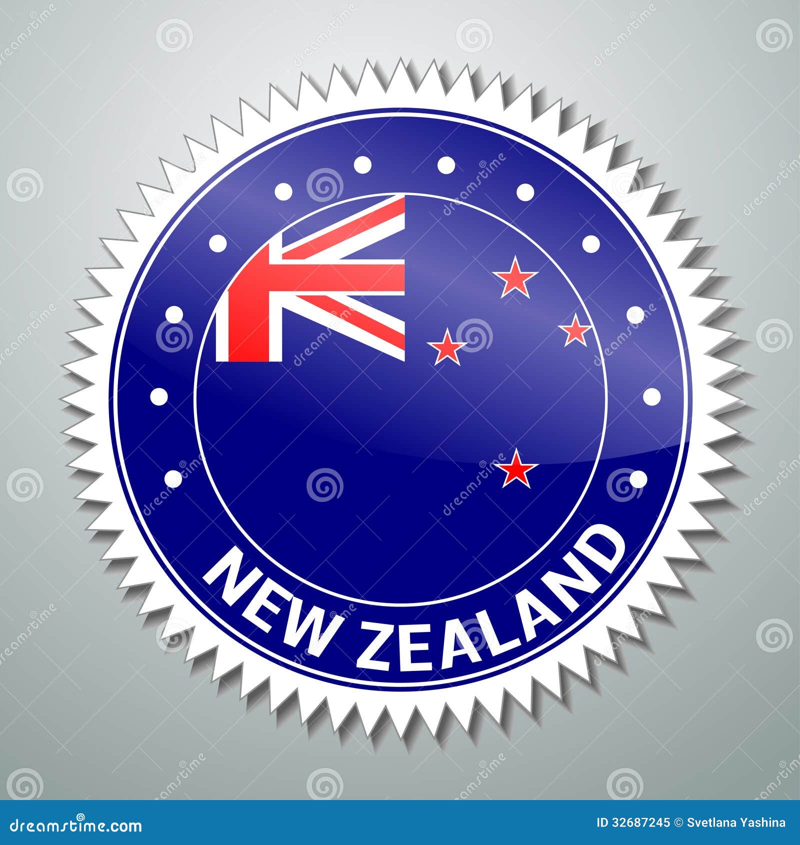 New Zealand flag label stock vector. Illustration of national - 32687245