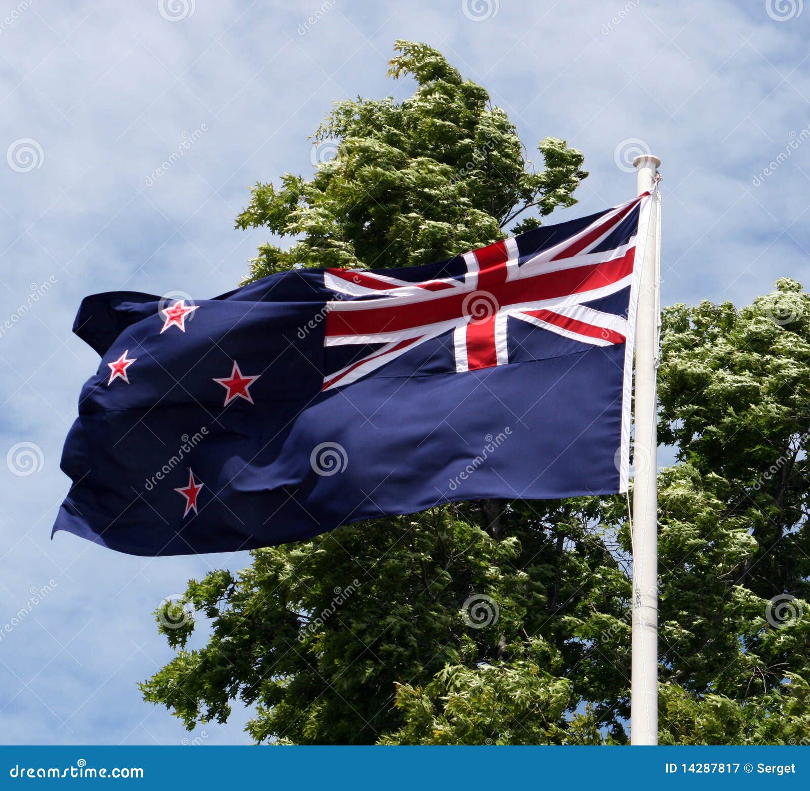 New Zealand Flag waving stock image. Image of waving - 14287817