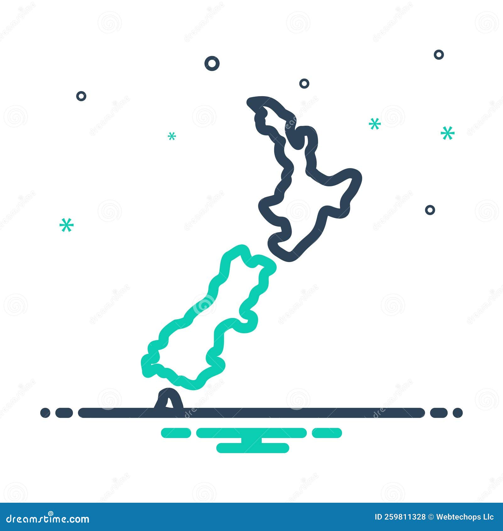 Mix Icon for New Zealand, Map and Atlantic Stock Illustration ...