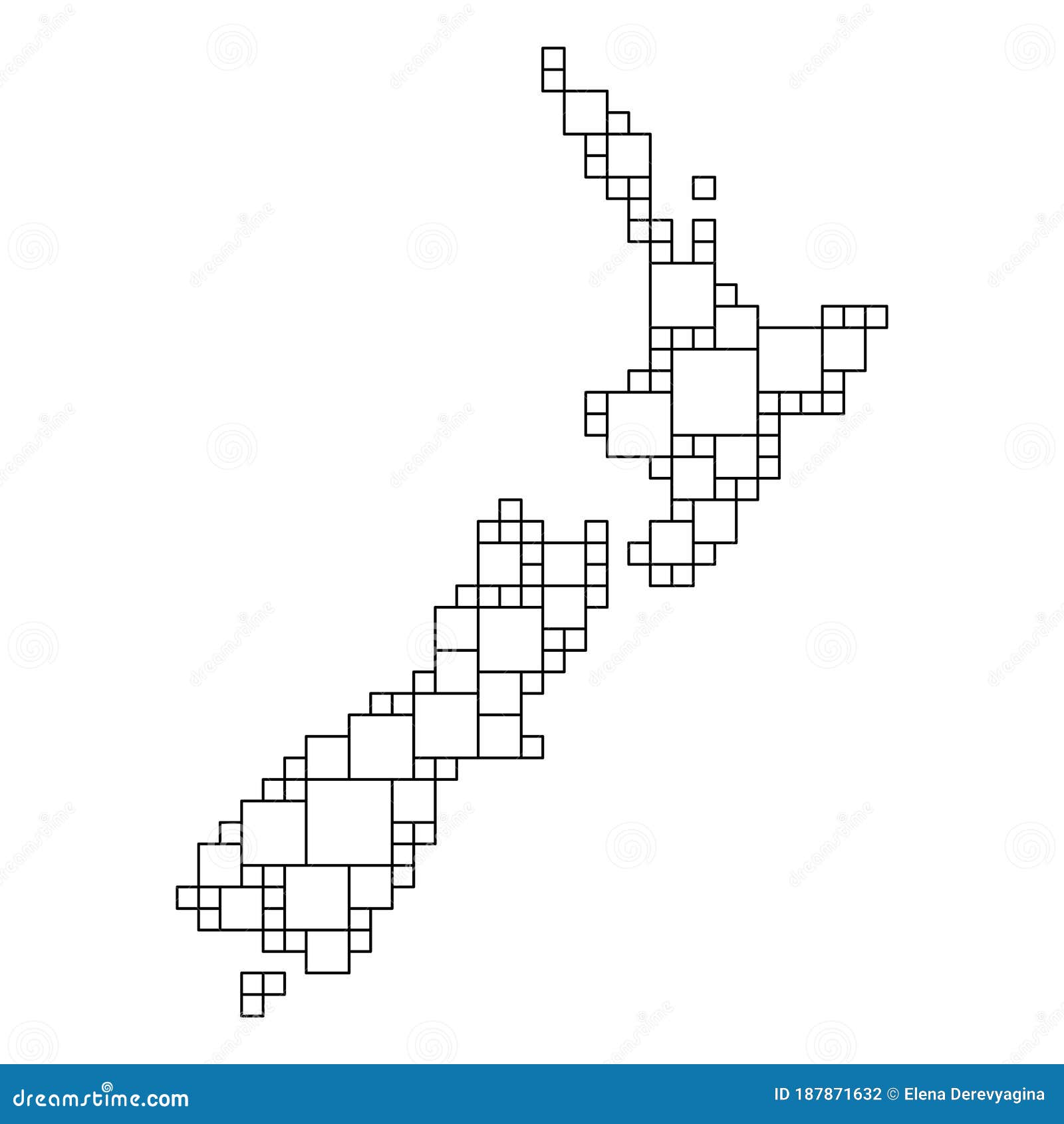 New Zealand Map from Black Pattern from a Grid of Squares of Different ...
