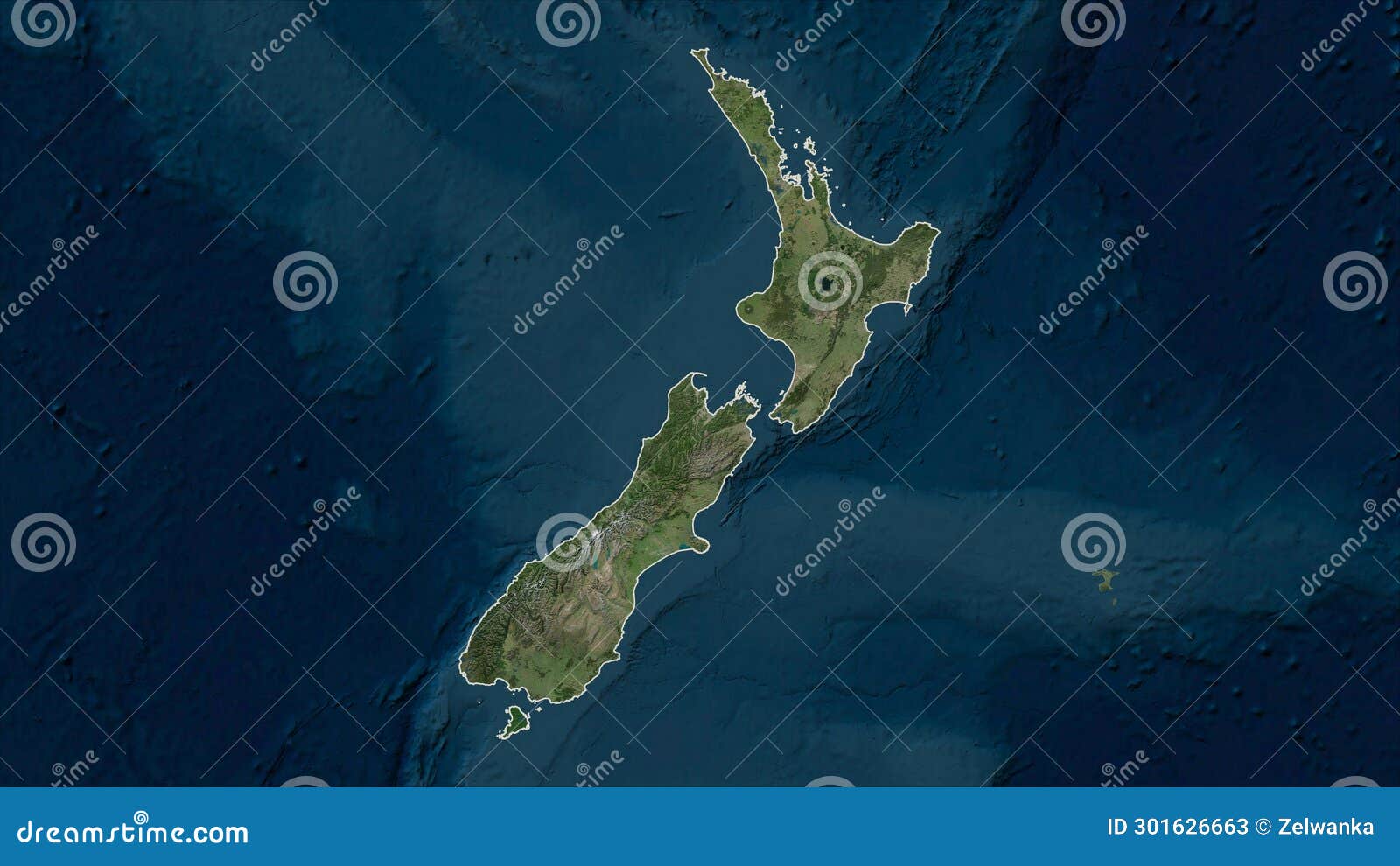 New Zealand Outlined. High-res Satellite Stock Illustration ...