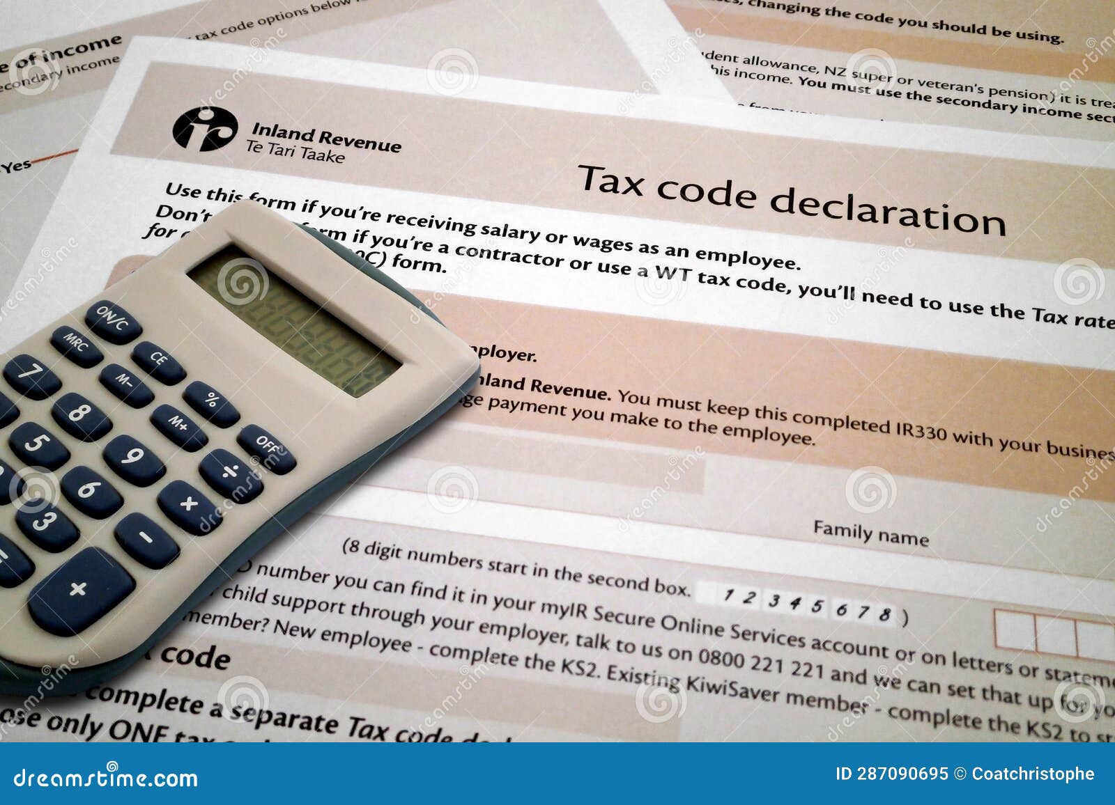 New Zealand Tax Code Declaration Form Stock Image - Image of ...