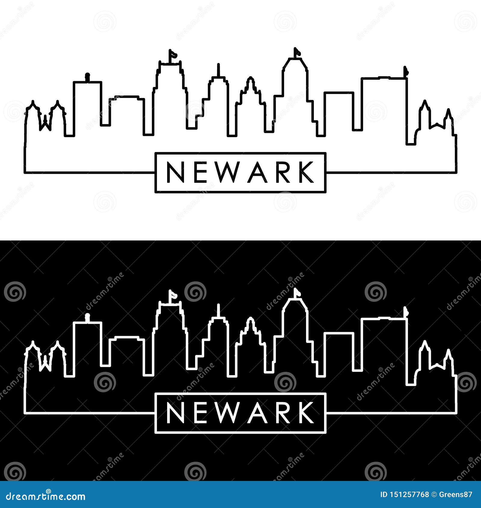 Newark City Skyline. Linear Style Stock Vector - Illustration of ...