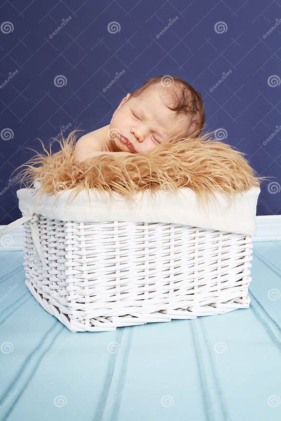 Newborn Baby in Basket stock image. Image of yellow, wood - 22015485