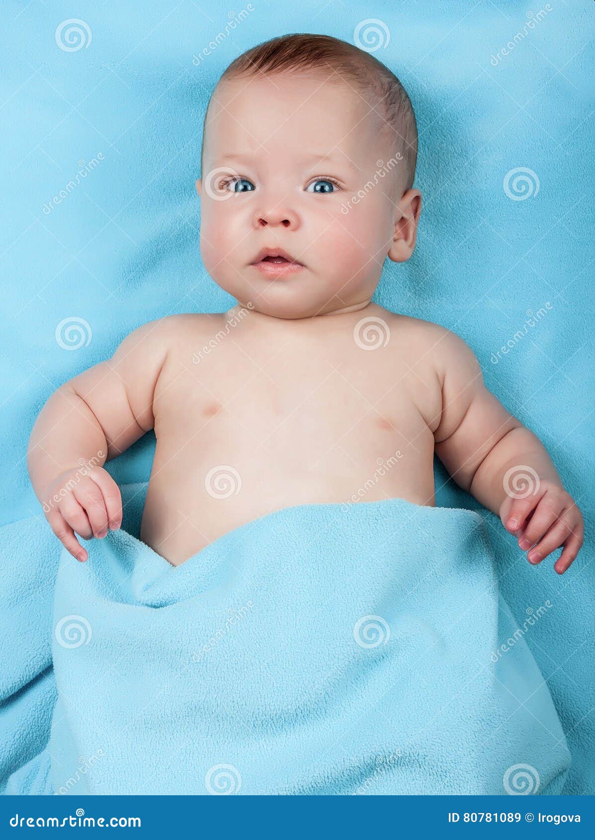 Newborn baby on blue stock image. Image of beauty, person - 80781089