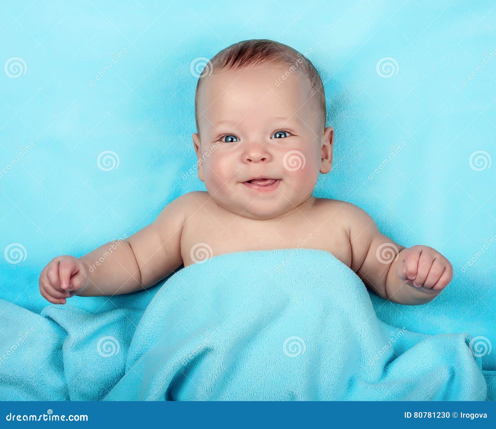 Newborn baby on blue stock photo. Image of blanket, dream - 80781230