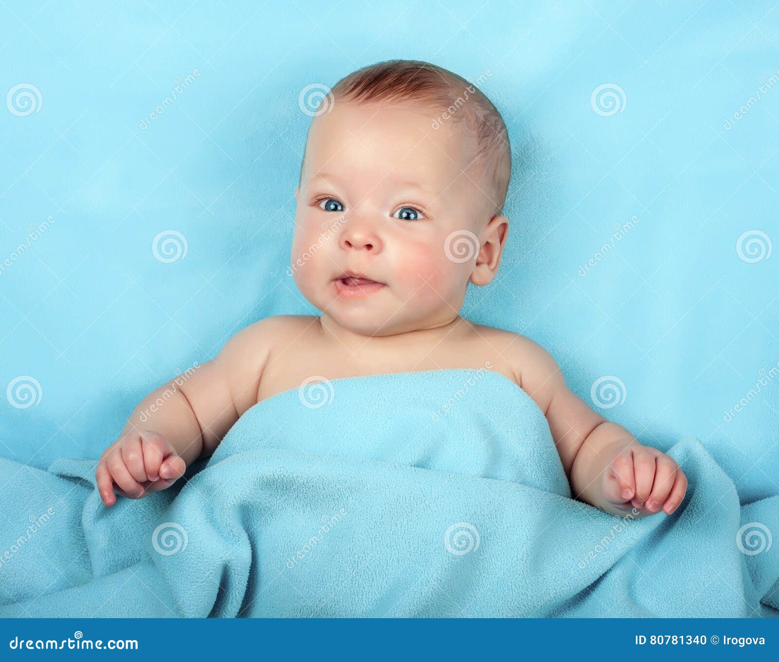 Newborn baby on blue stock photo. Image of people, child - 80781340