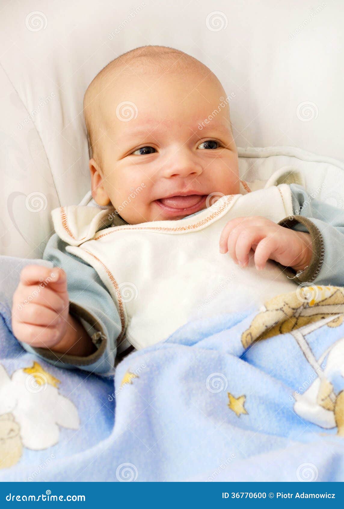Newborn baby boy smiling stock photo. Image of hand, happiness - 36770600