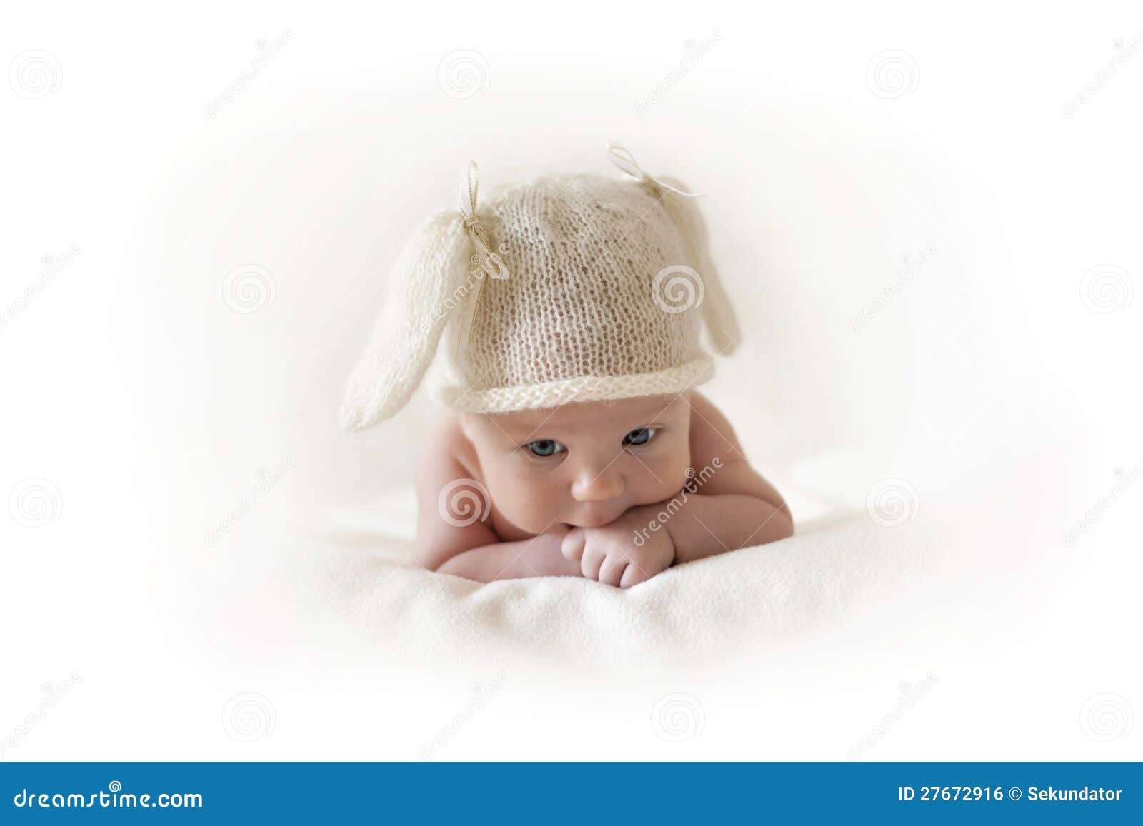 Newborn Baby Bunny in the Cap Stock Photo - Image of daughter ...