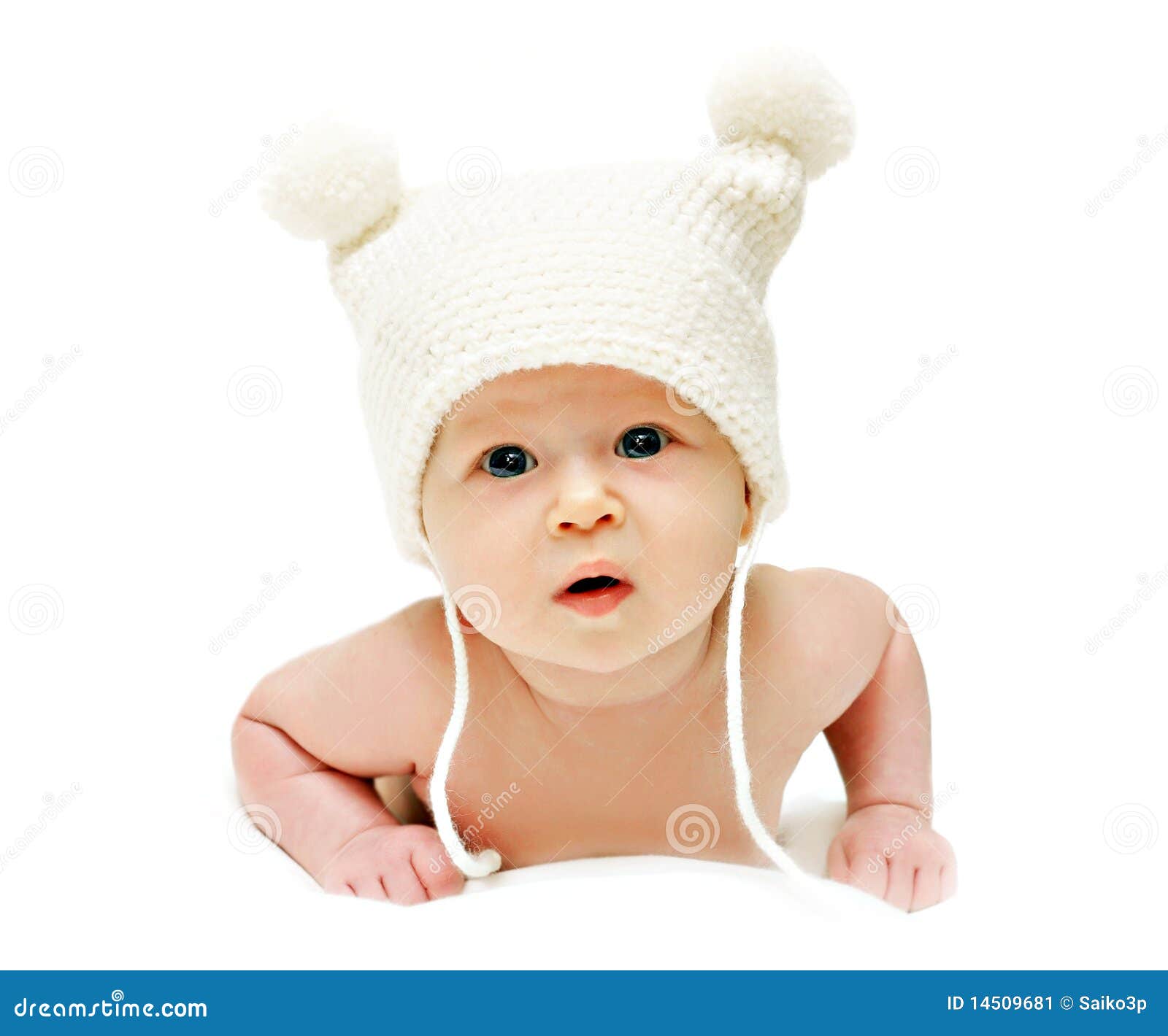 Newborn baby in the cap stock image. Image of childhood - 14509681