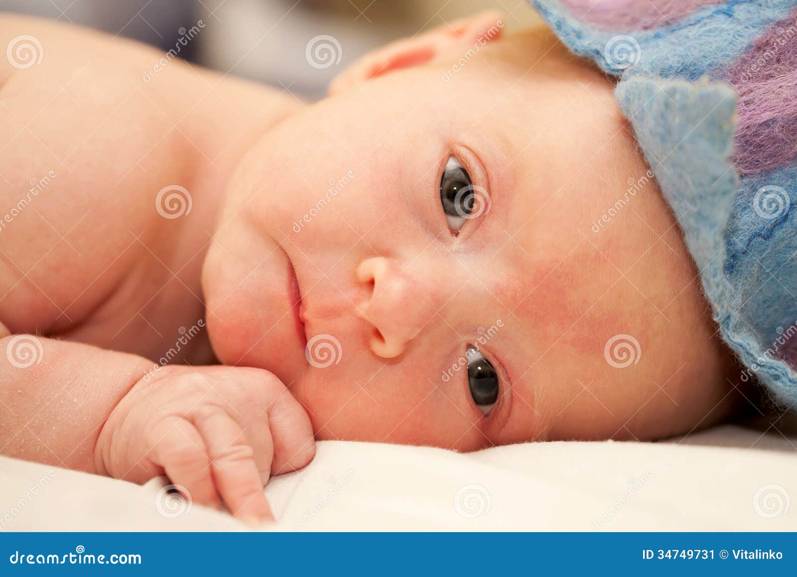 Newborn Baby Close-up Portrait. Stock Image - Image of innocence ...