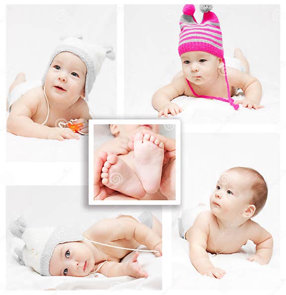 Newborn baby. Collage stock image. Image of caucasian - 16783055