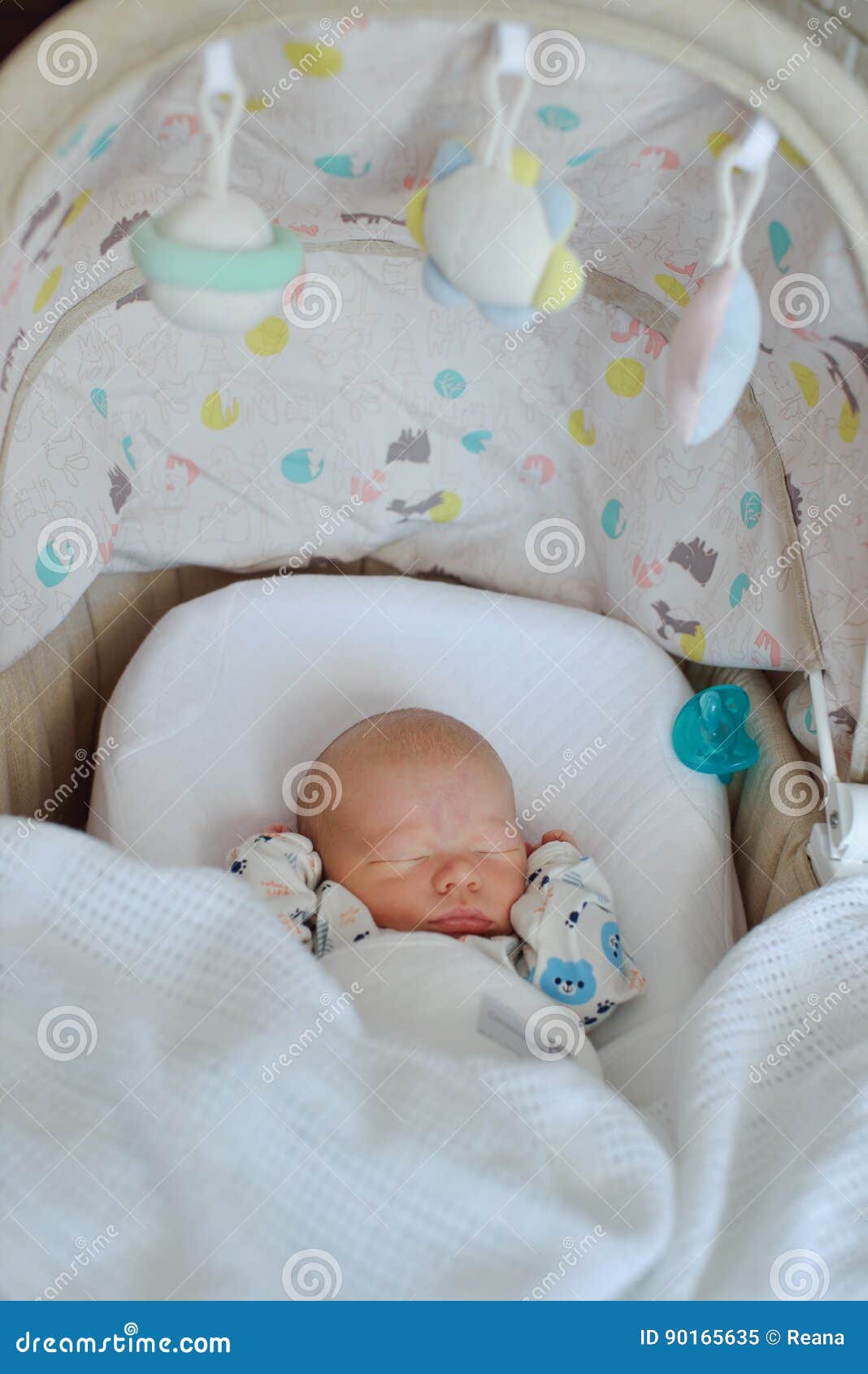 Newborn baby in crib stock image. Image of healthy, girl - 90165635