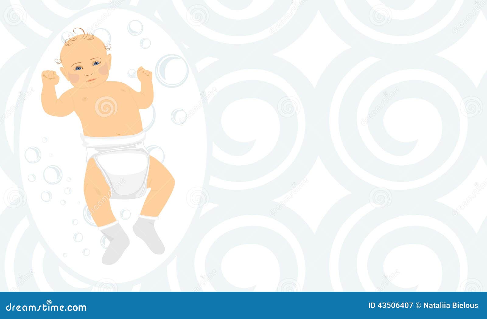 Newborn Baby in Diaper. Label for Design Stock Vector - Illustration of ...