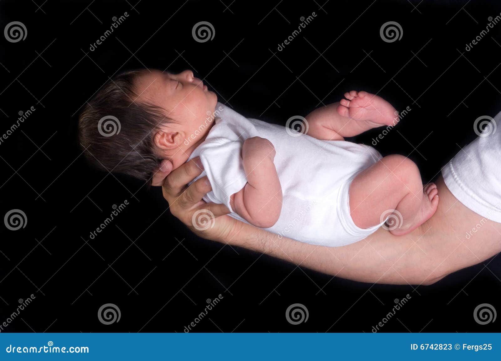 Newborn Baby in Fathers Hand Stock Image - Image of small, holding: 6742823