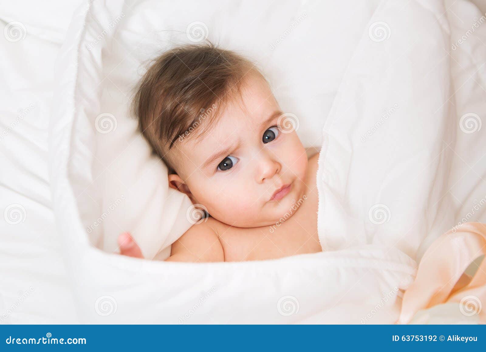 Newborn baby frowns stock photo. Image of infant, beautiful - 63753192