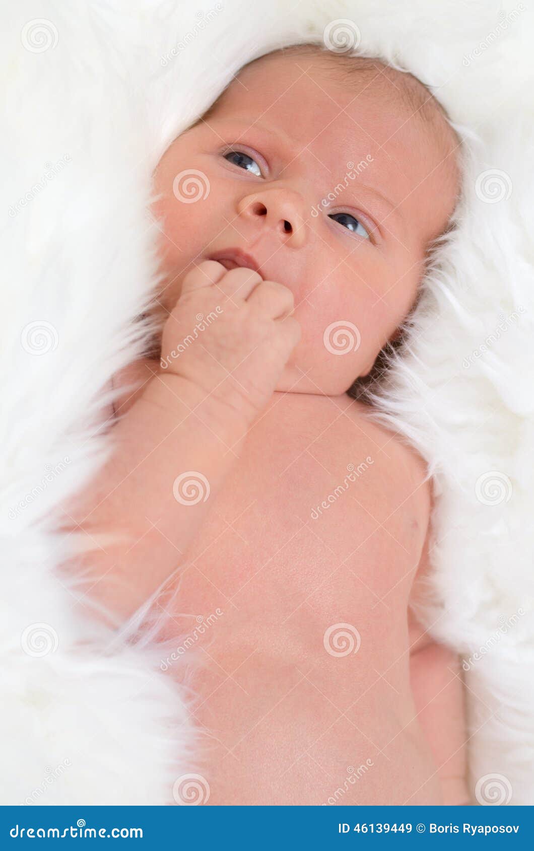 Newborn baby on furs stock image. Image of daughter, human - 46139449