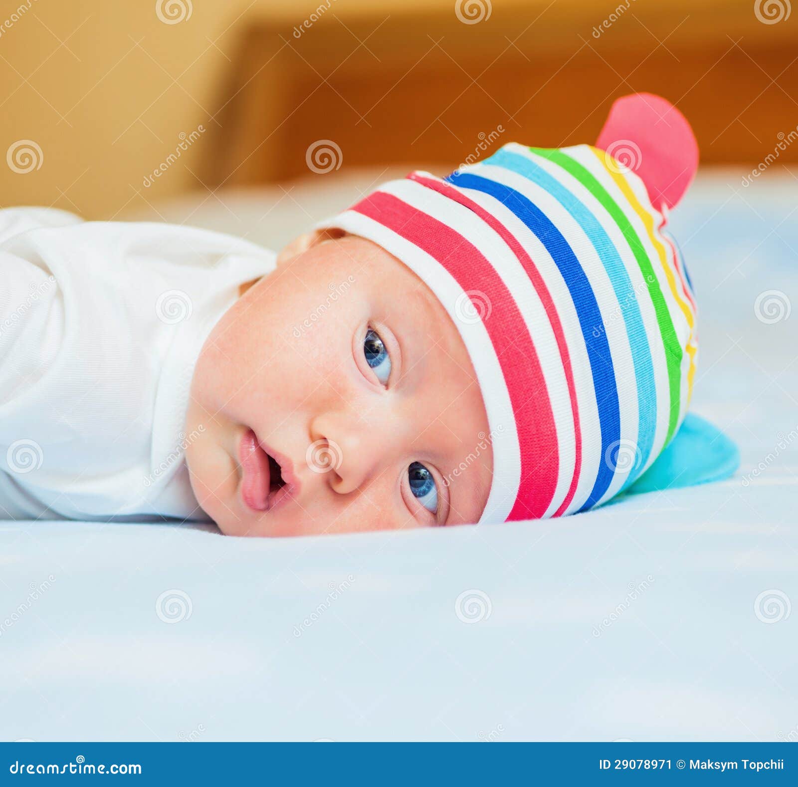 Newborn Baby in the Hat ... Stock Image - Image of expression, features ...